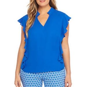 Tops | Plus Size Deep V Ruffle Blouse | Poshmark